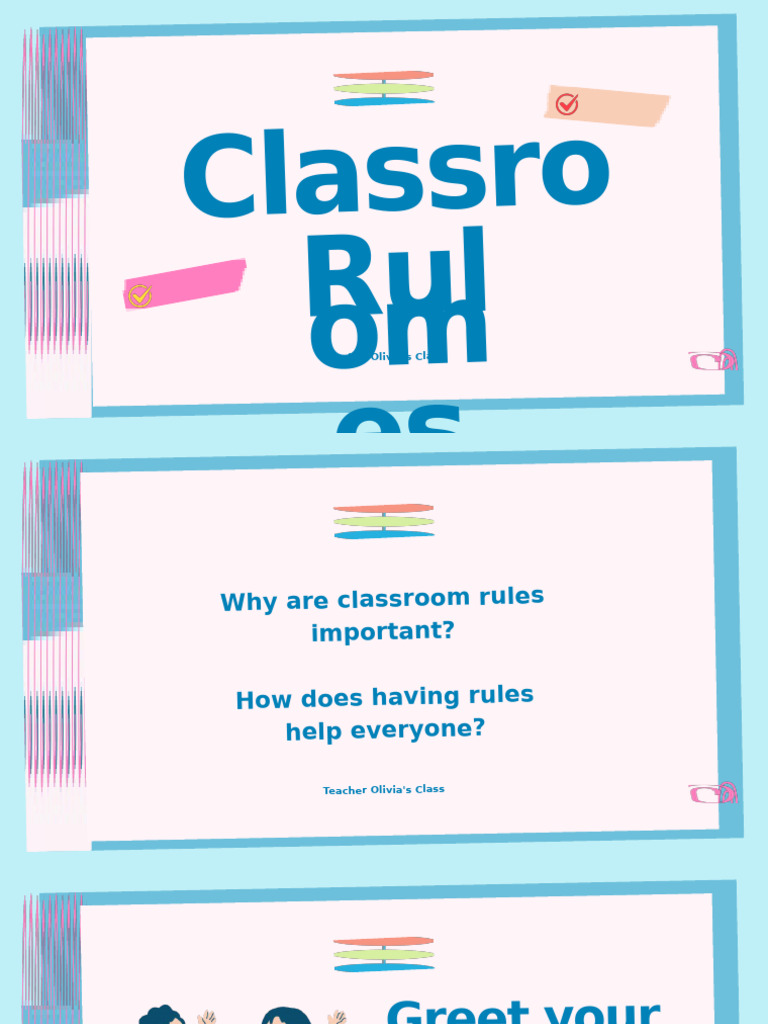 Classroom Rules Presentation in Blue and Pink Fun Style | PDF