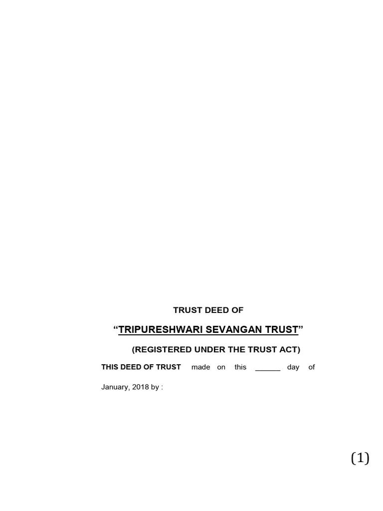 Tripureshwari Sevangan Trust Deed | PDF | Expense | Property