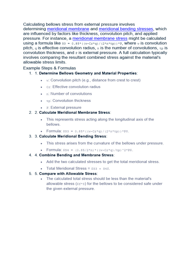 Bellows Stress Calculation Guide | PDF