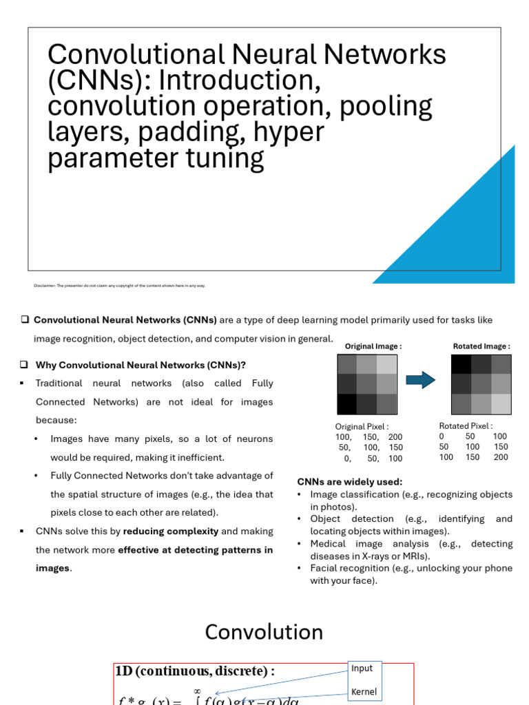 Convolutional Neural Networks (CNNs) Introduction, Convolution ...