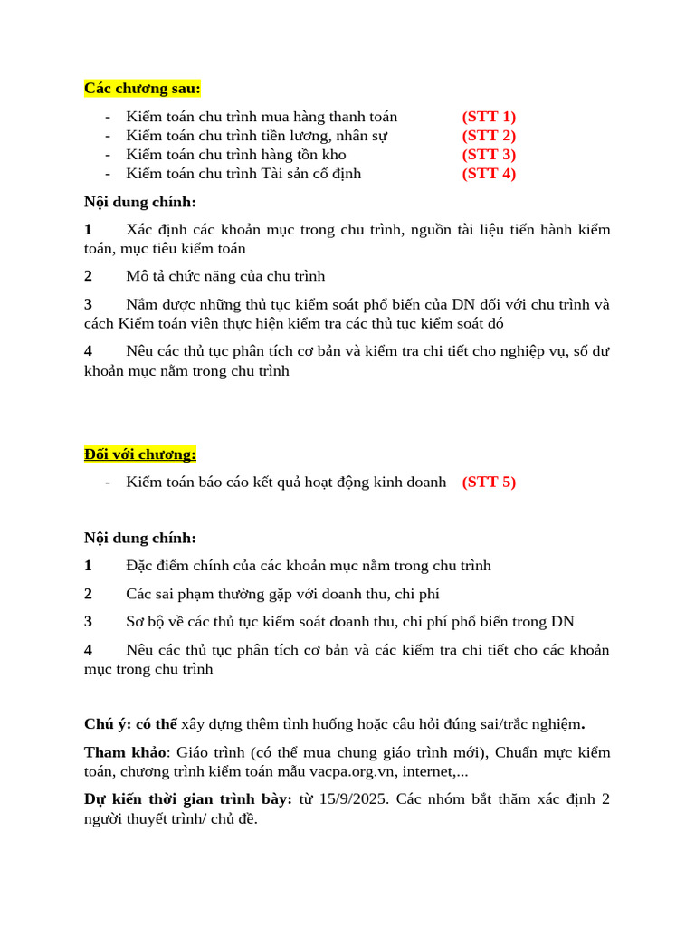 Yeu Cau Chuan Bi Moi | PDF
