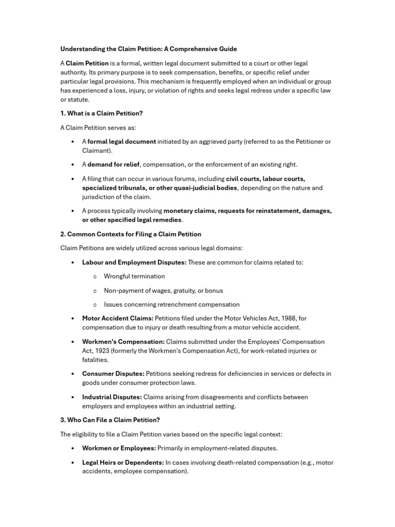 Claim Petition-2 | PDF | Employment | Damages