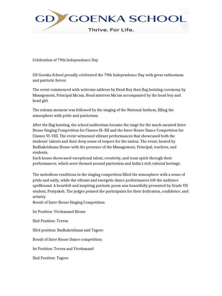 Independence Day Report | PDF