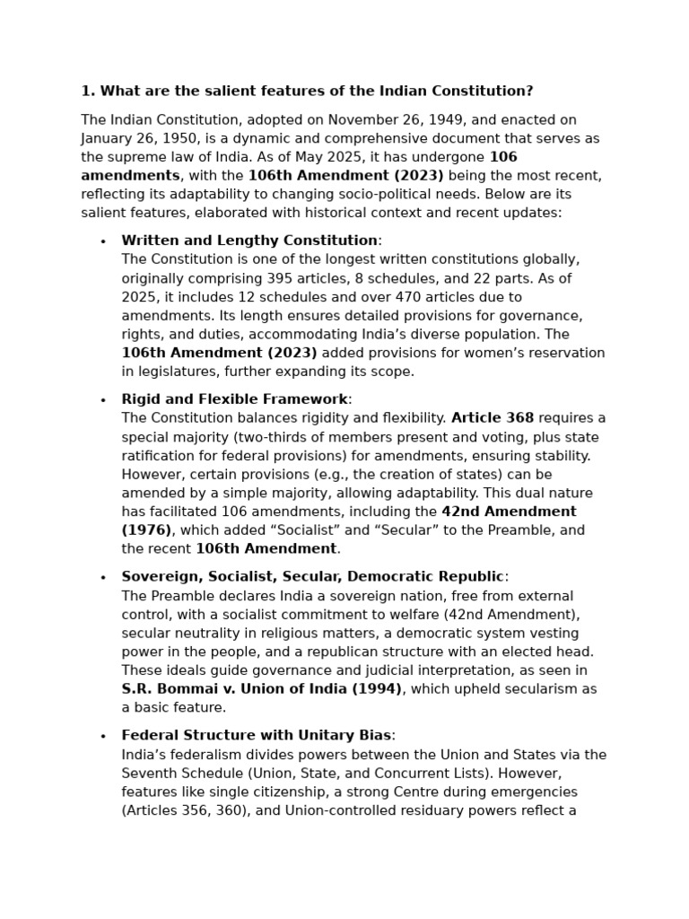 Constitutional Law - 1 - Semester 2 - Updated | PDF | Constitutional ...