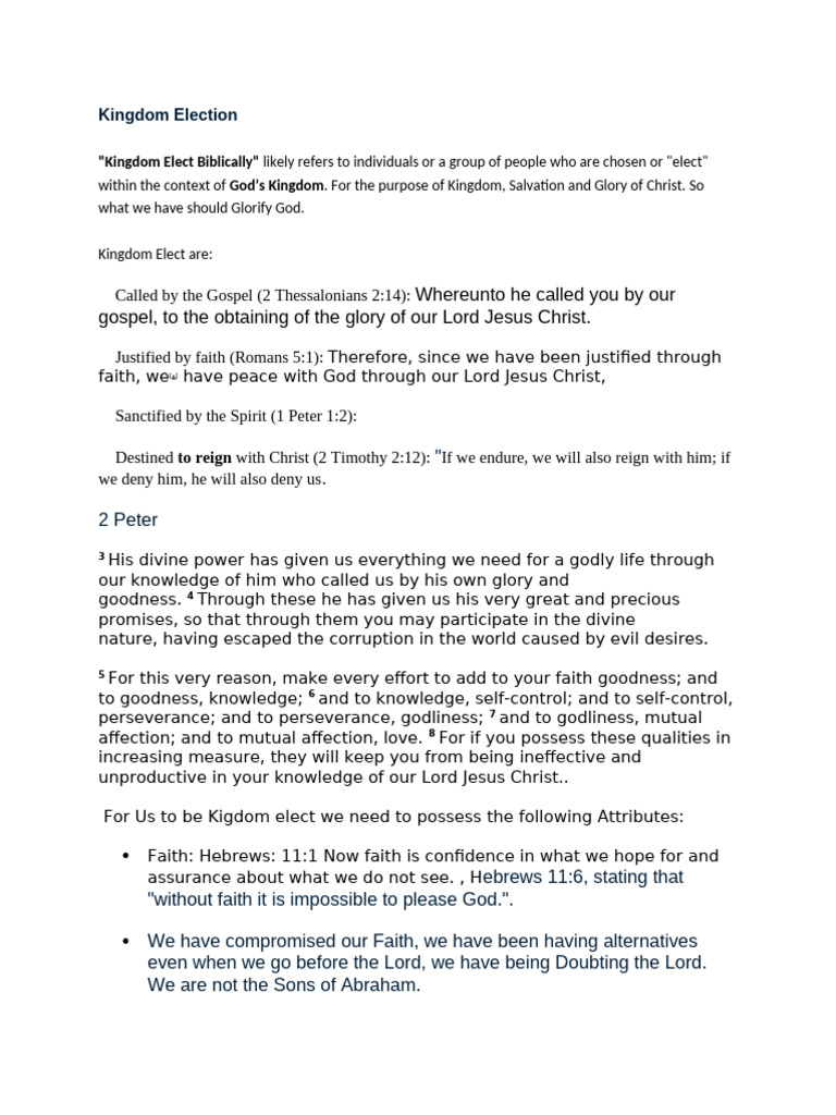 Kingdom Election | PDF | Jesus | Glory (Religion)