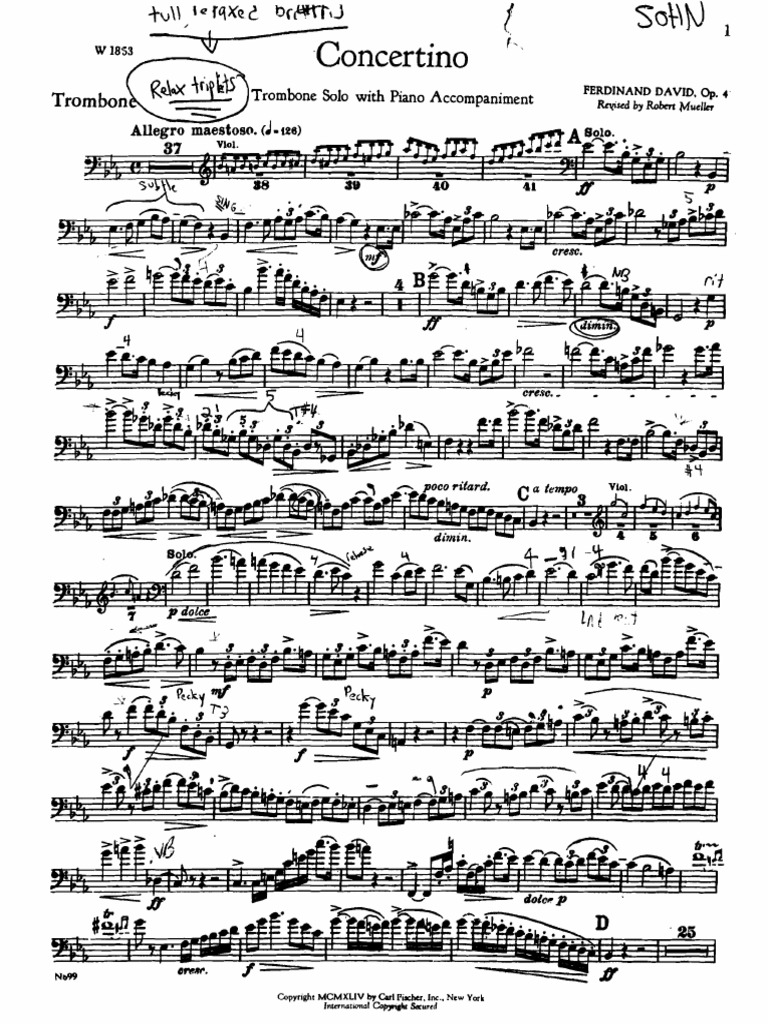Ferdinand David Concertino for Trombone | PDF