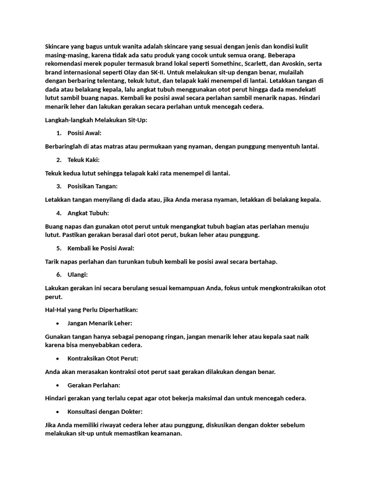 cara sit up yang baik dan benar | PDF