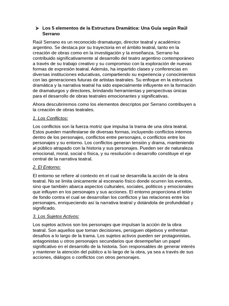 Elementos Clave de la Estructura Dramática | PDF | Teatro | Las emociones