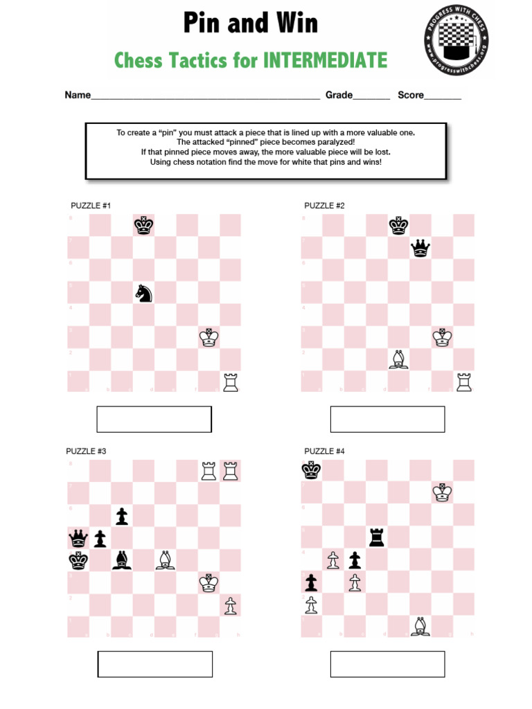 Chess Pinning Strategies and Puzzles | PDF