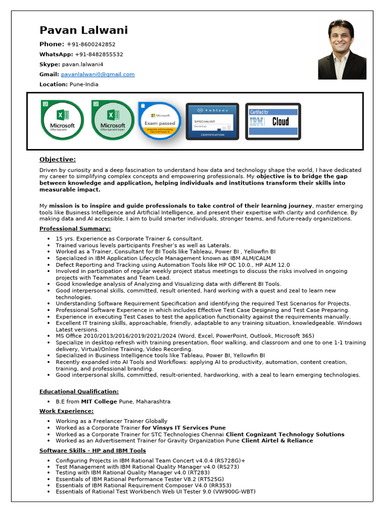 Pavan Lalwani - Resume | PDF | Microsoft Excel | Artificial Intelligence