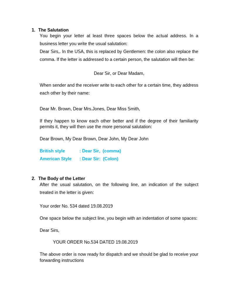Business Letter Formatting Guide | PDF | Linguistics
