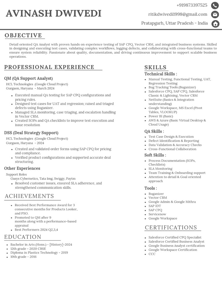 Gray and White Simple Clean Resume | PDF | Cloud Computing | Customer Relationship Management