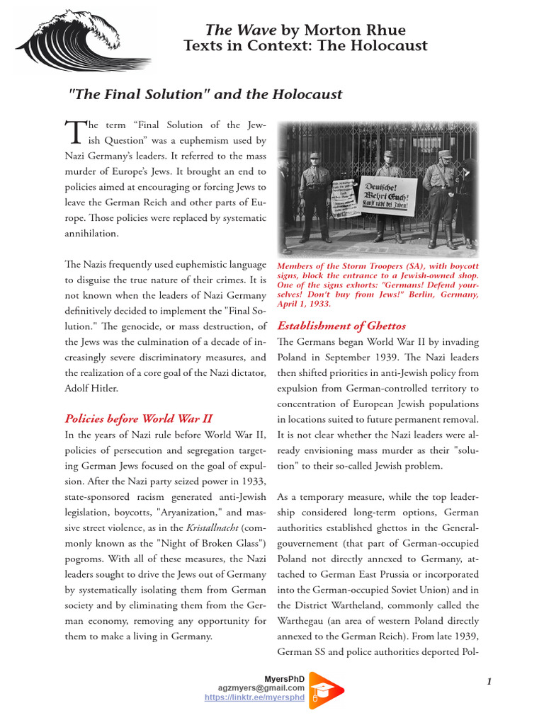 "The Final Solution" and The Holocaust: by Morton Rhue Texts in Context ...