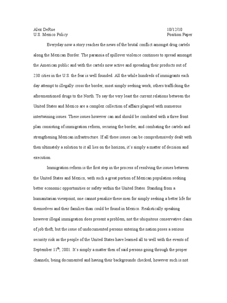 Position Paper: Mexican Drug Cartels | PDF | Illegal Drug Trade | Mexico