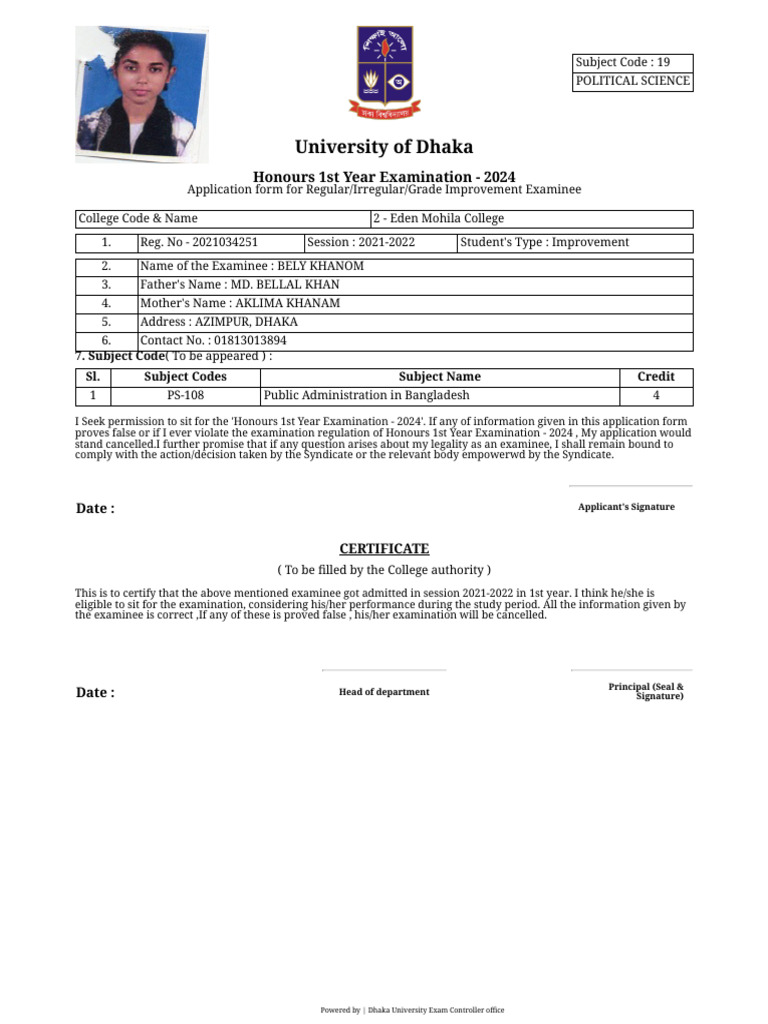 Student.7college - Du.ac - BD Students Student Print1.Php Exam Id 77 | PDF