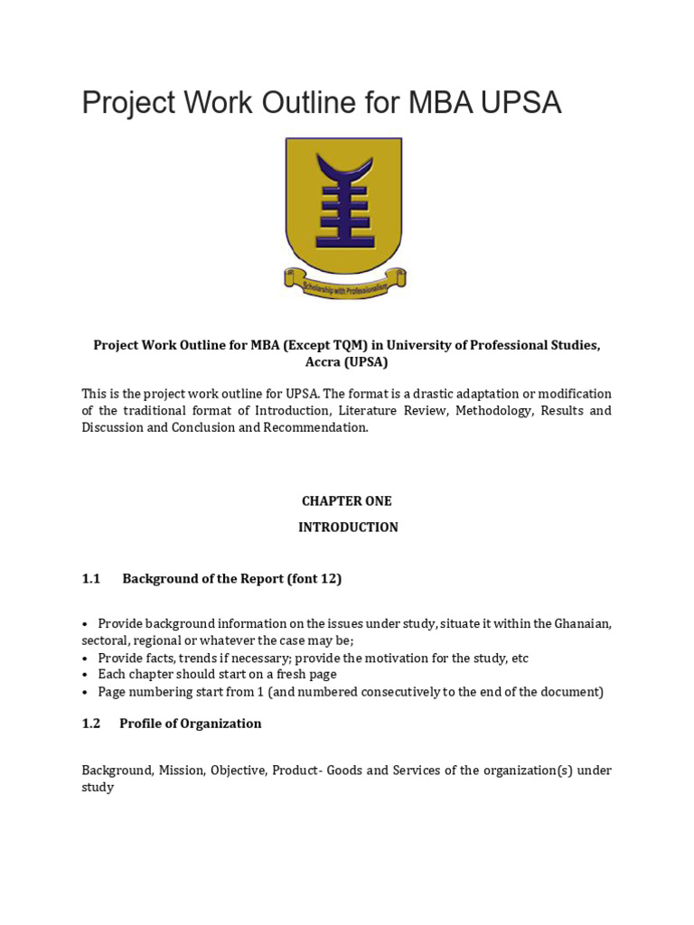Project-Work-Outline-for-MBA-UPSA | PDF | Theory | Methodology