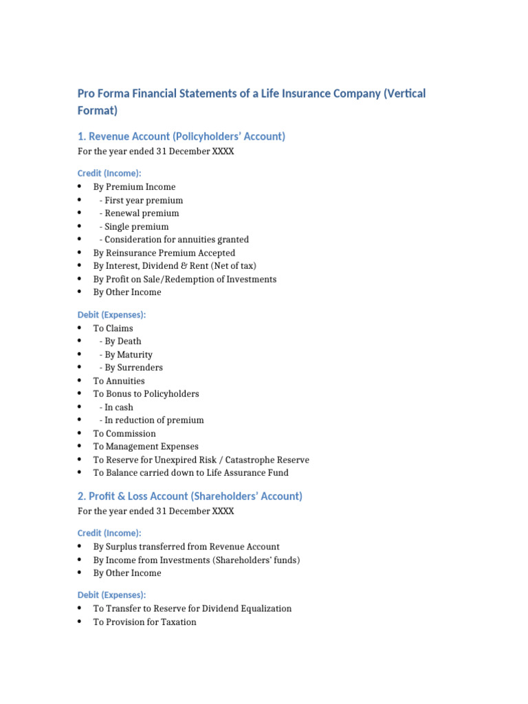 Pro Forma Life Insurance Financials | PDF