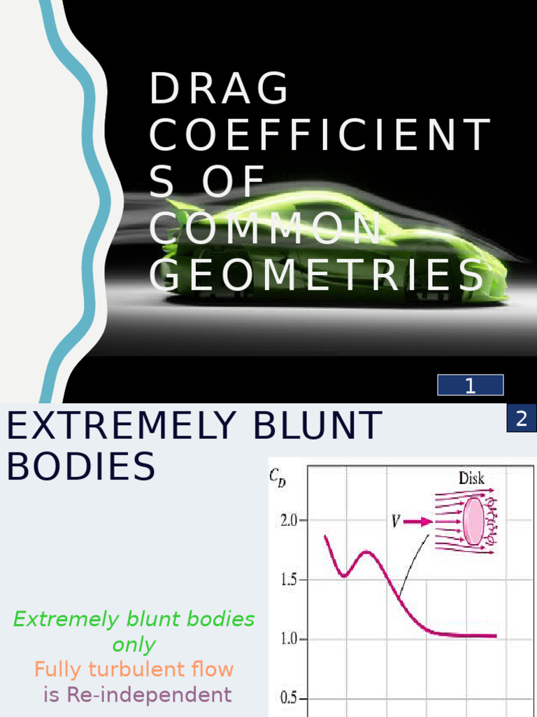 Drag Coefficients of Common Geometries Aerodynamics | PDF