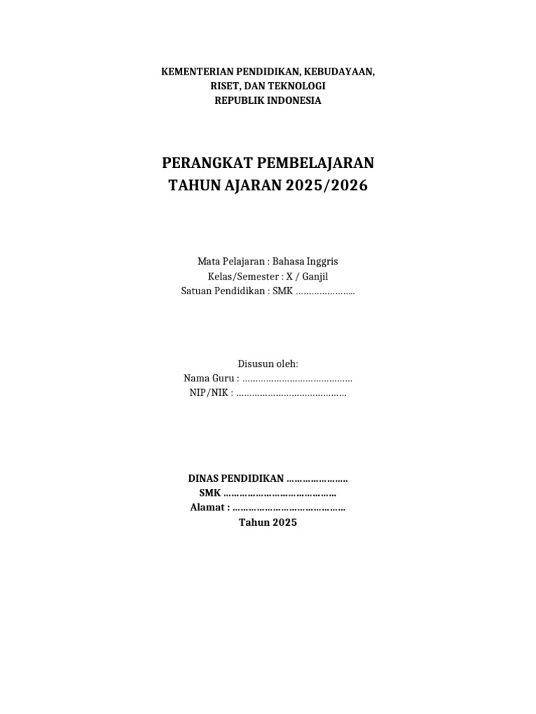 Cover Perangkat Pembelajaran | PDF