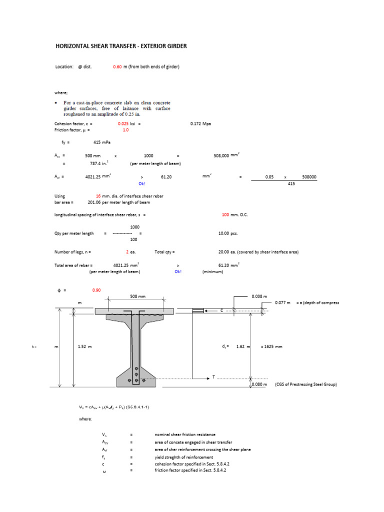 Bridge 4 - Horizontal Shear Transfer - Exterior Girder - Page 1 To 7 ...