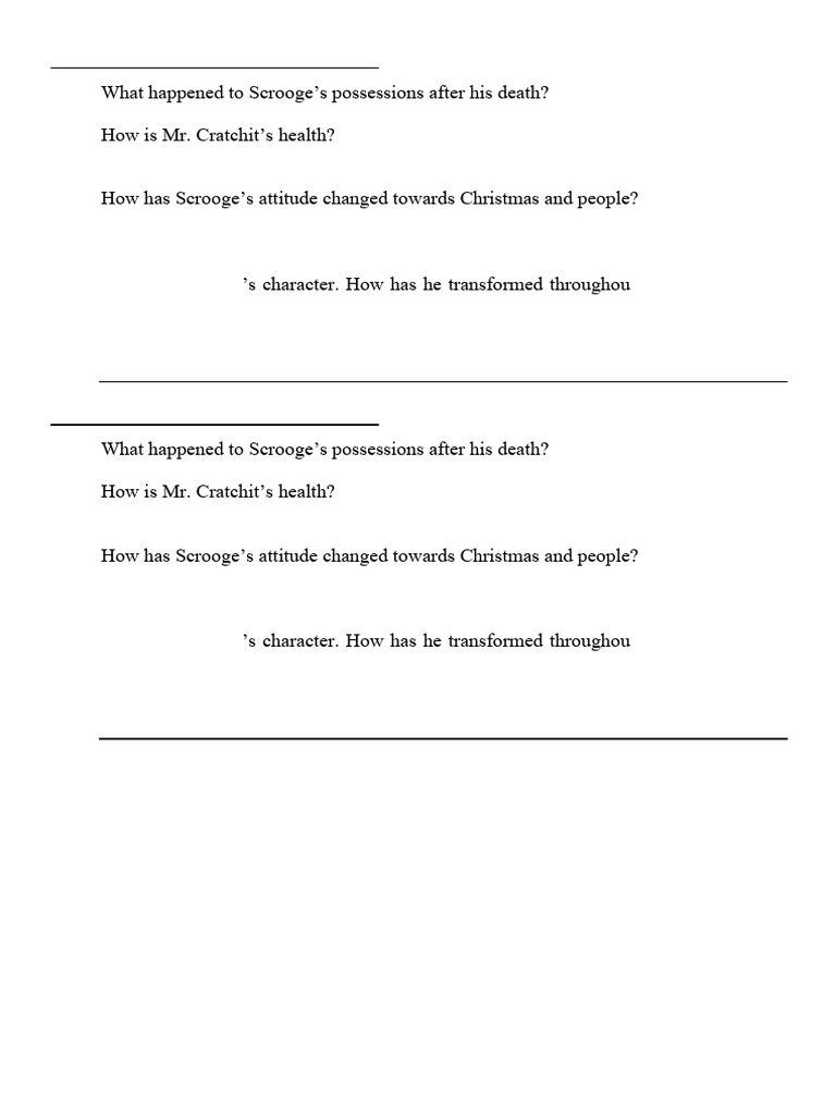 A Christmas Carol Act 2 Test Questions | PDF
