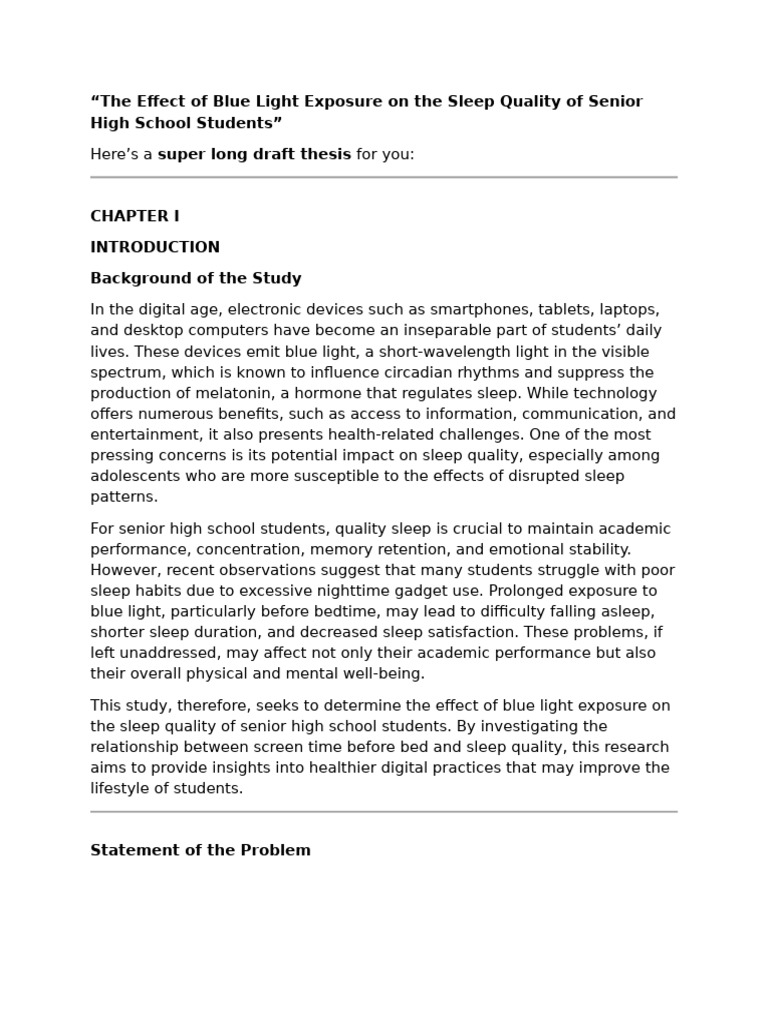 Blue Light's Impact on Students' Sleep Quality | PDF | Sleep ...