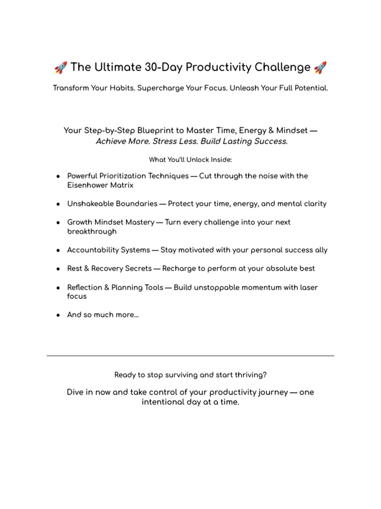 The Ultimate 30-Day Productivity Challenge | PDF | Professional Skills ...
