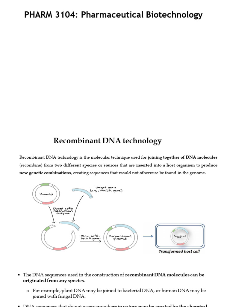 Recombinant DNA Technology and Production of Biotech Compounds | PDF ...