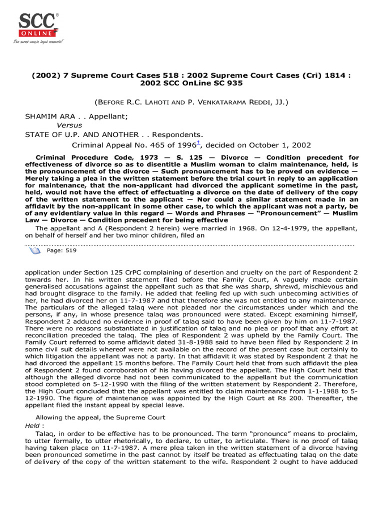 Shamim Ara Vs State of UP | PDF | Supreme Court Of The United States ...