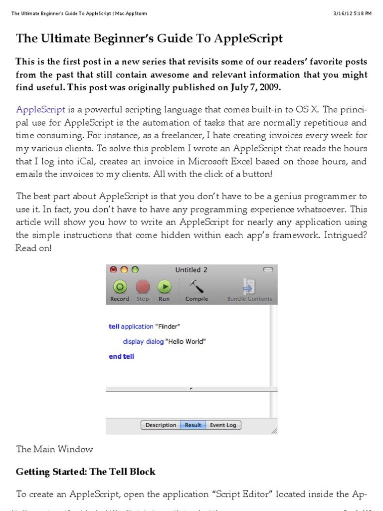 The Ultimate Beginner's Guide To Apple Script - Mac - Appstorm | PDF ...