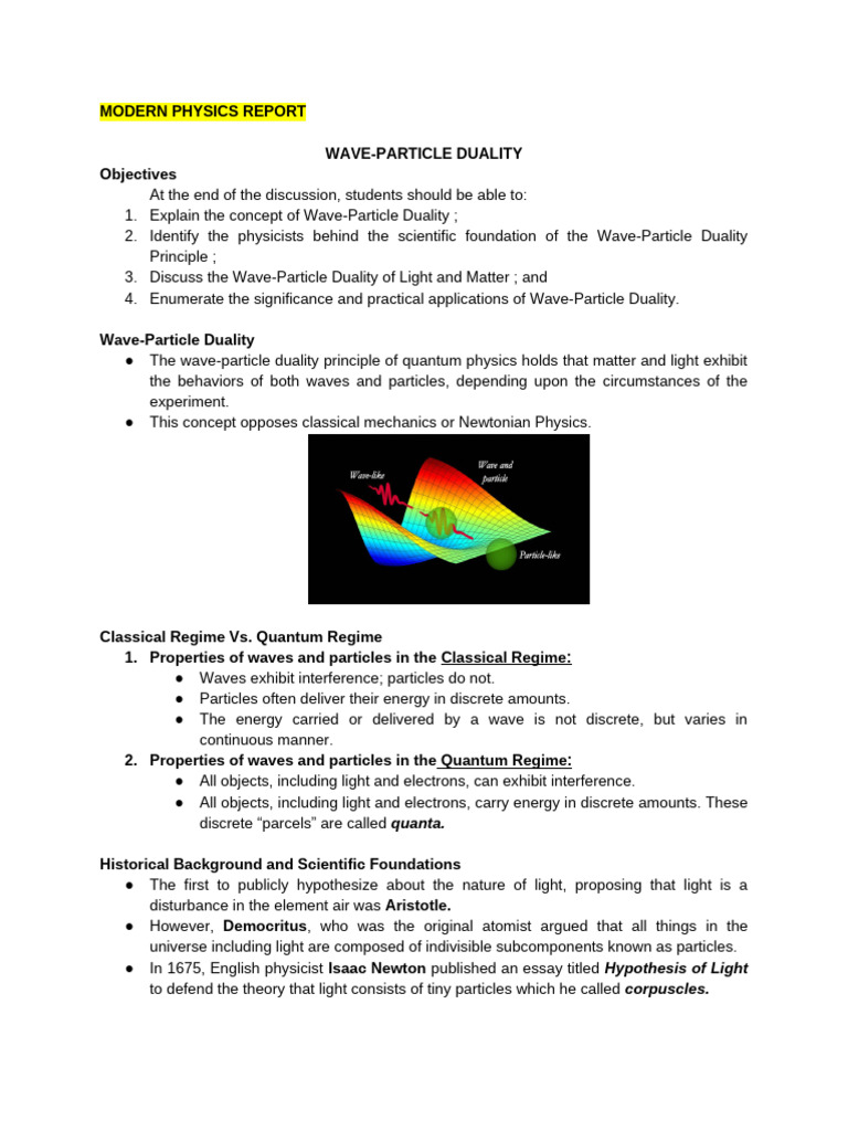 Wave-Particle Duality | PDF | Light | Photon
