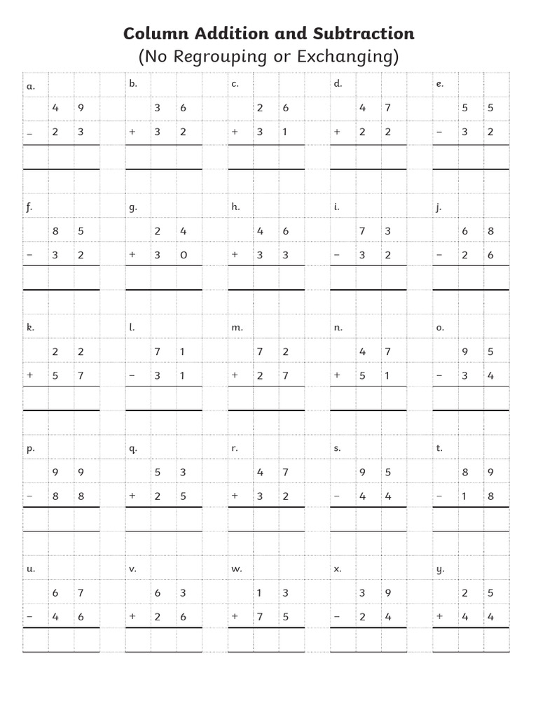 Column Addition and Subtraction Guide | PDF