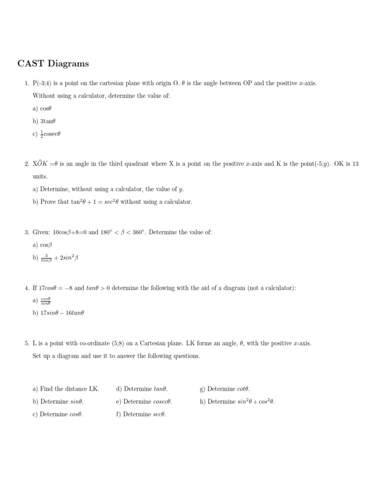 CAST Diagrams in Trigonometry | PDF