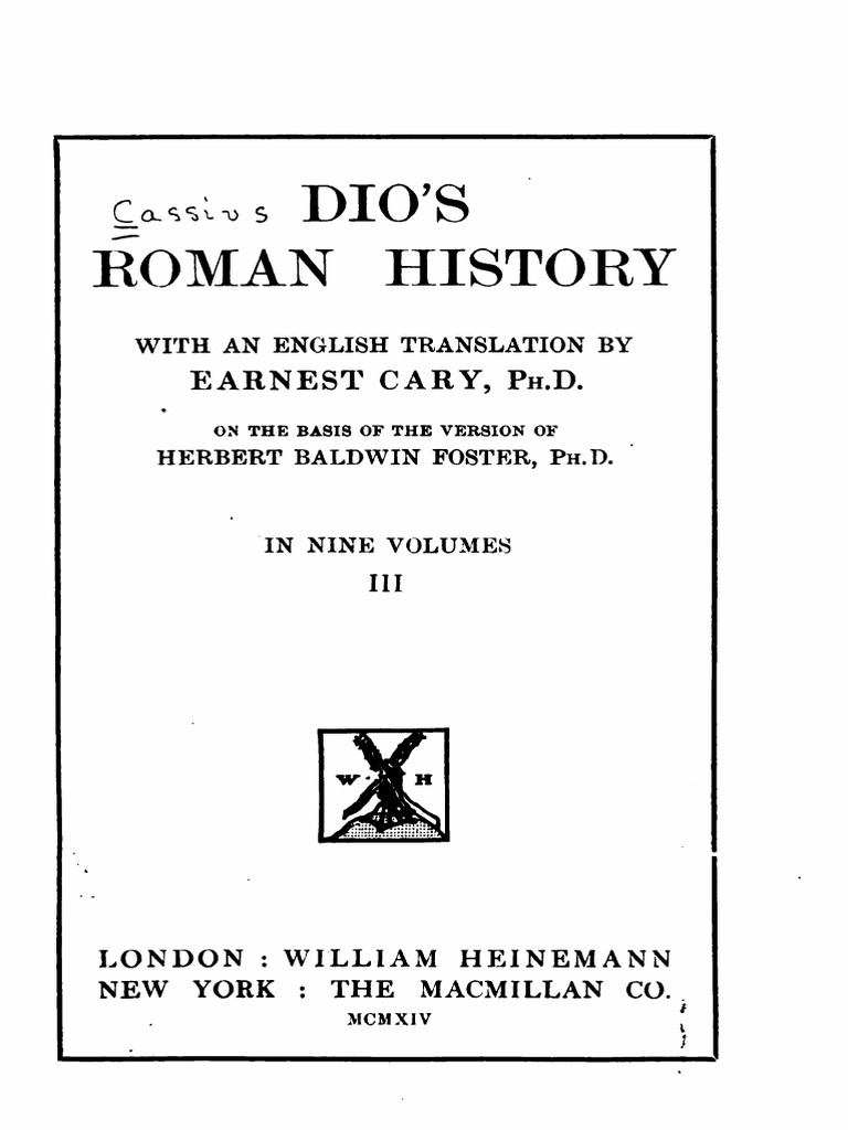 Dio Cassius Roman History 3 (Books 36-40) | PDF