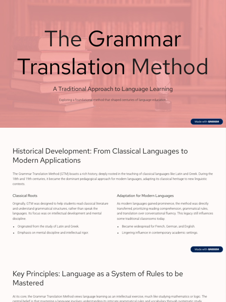 The Grammar Translation Method | PDF | Grammar | Translations