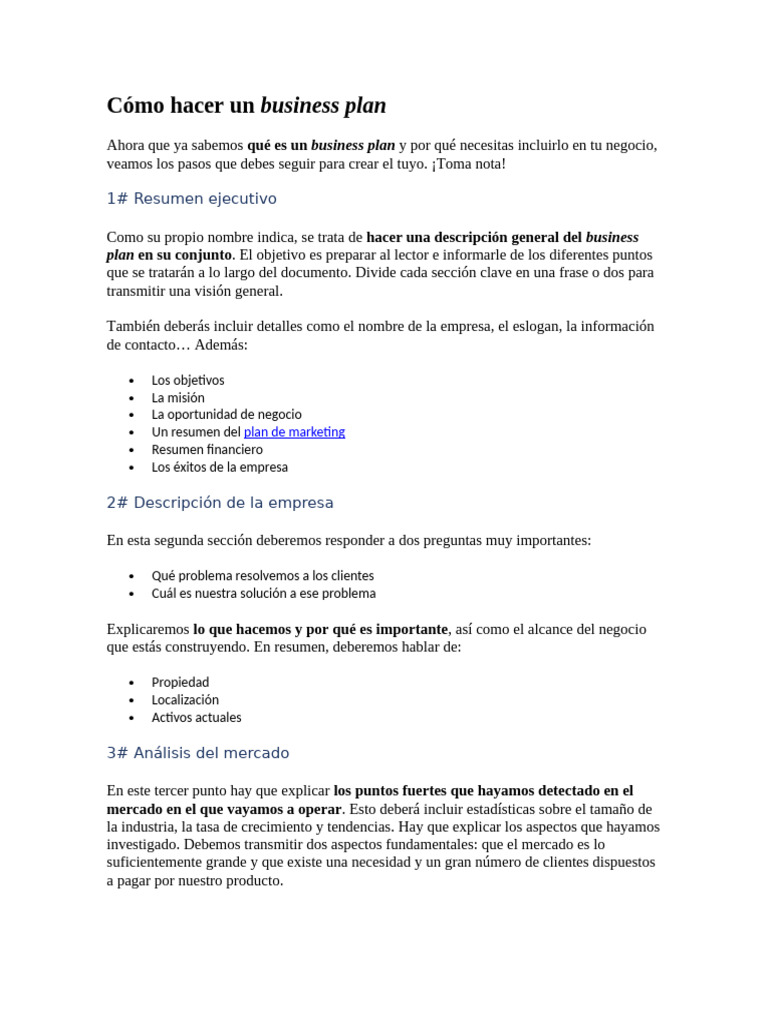 Cómo Hacer Un Business Plan | PDF | Economias | Business