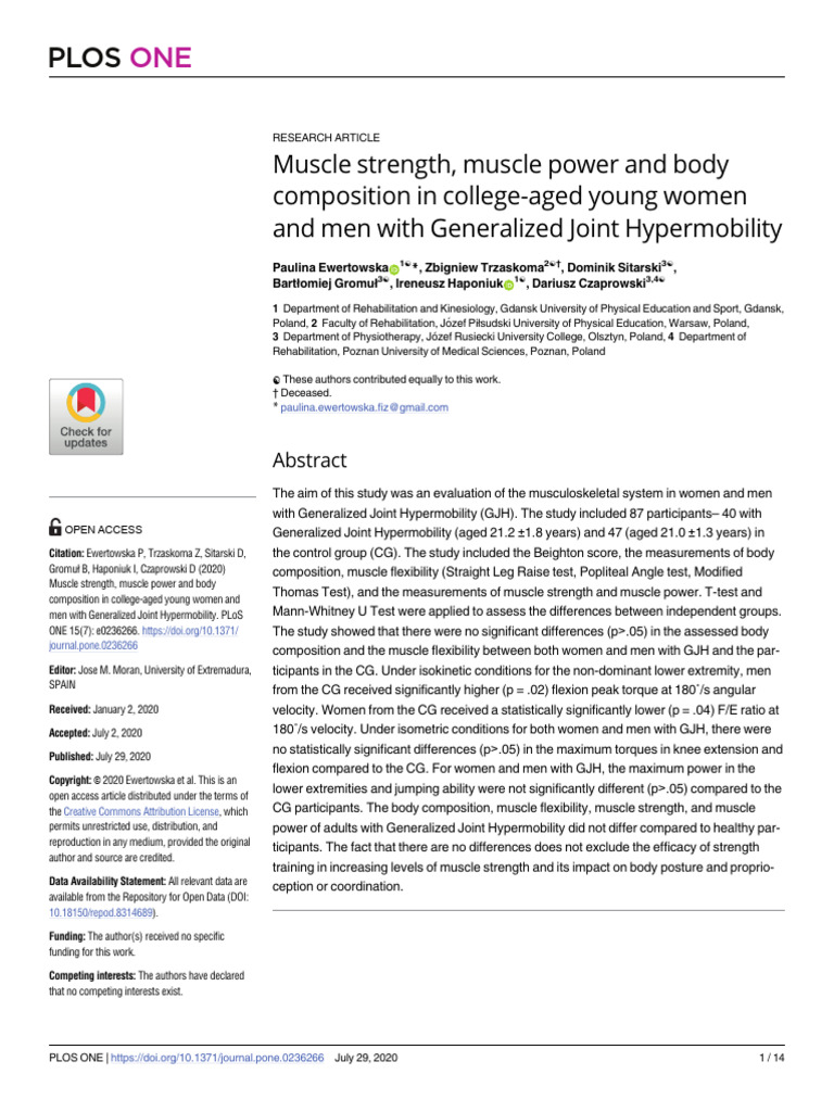 2020, Muscle Strength, Muscle Power and Body Composition in College ...