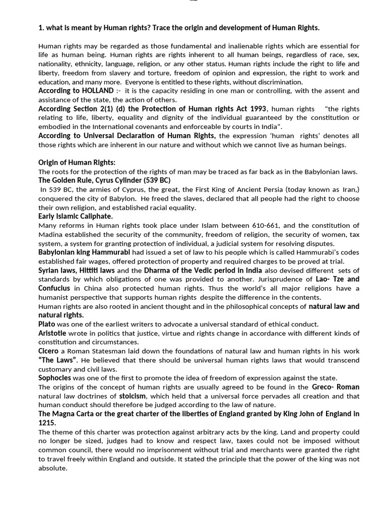Human Rights Law Final Notes | PDF | Human Rights | Capital Punishment