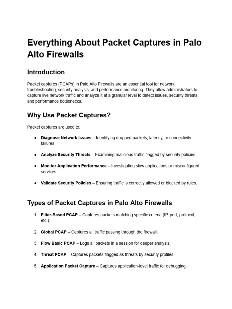 Day 42 Everything About Packet Captures in Palo Alto Firewalls | PDF ...