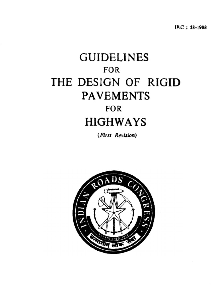 IRC 058 1988+Design+Rigid+Pavements | PDF | Traffic | Concrete