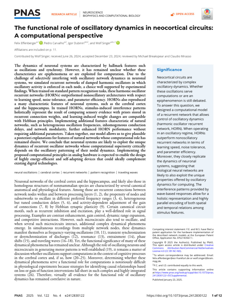 Effenberger Et Al The Functional Role of Oscillatory Dynamics in ...