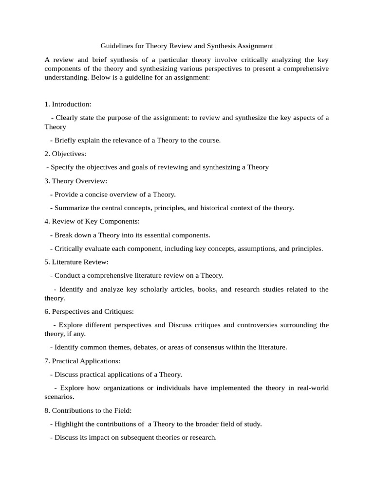 Theory Review and Synthesis Guidelines | PDF | Citation | Methodology