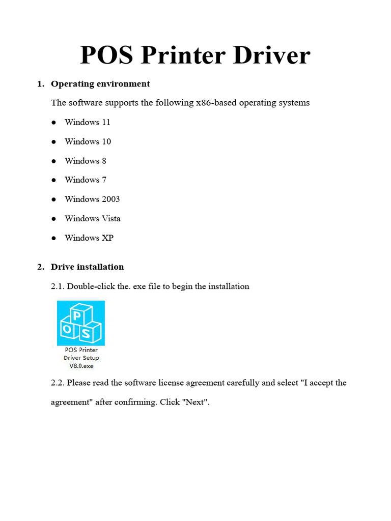 POS Printer Driver Installation Guide | PDF