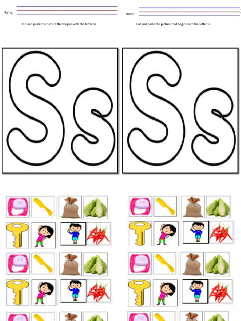 Cut and Paste The Picture That Begins With The Letter Ss | PDF