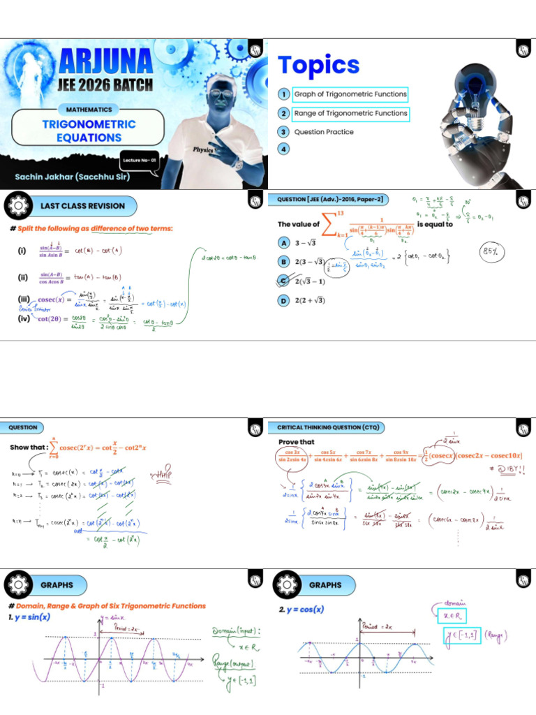 Trigonometric Equation 01 Class Notes.-merge-split-Invert (N-Up 2x2) | PDF