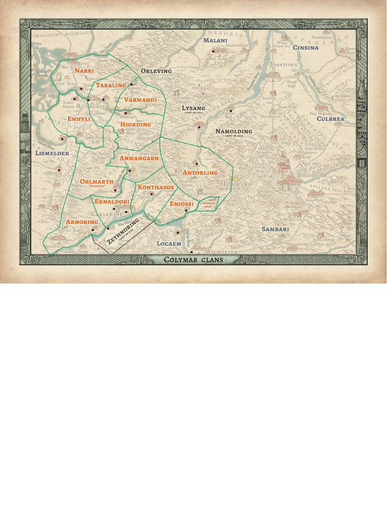 RuneQuest Glorantha (CHA4029) - Colymar Clans Map | PDF