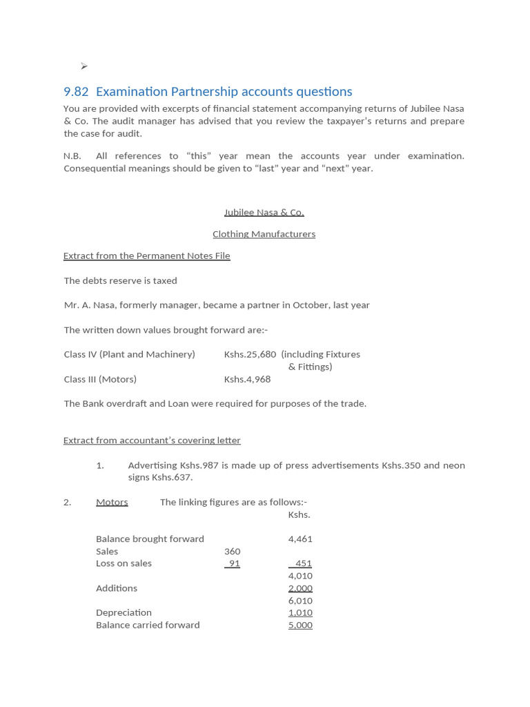 Examination Partnership Accounts Questions | PDF | Dividend | Interest