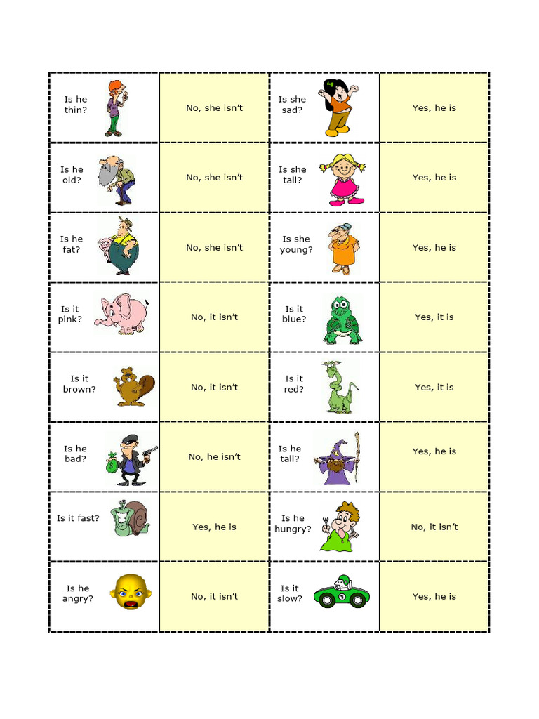 Domino To Be Adjectives Games 30939 | PDF