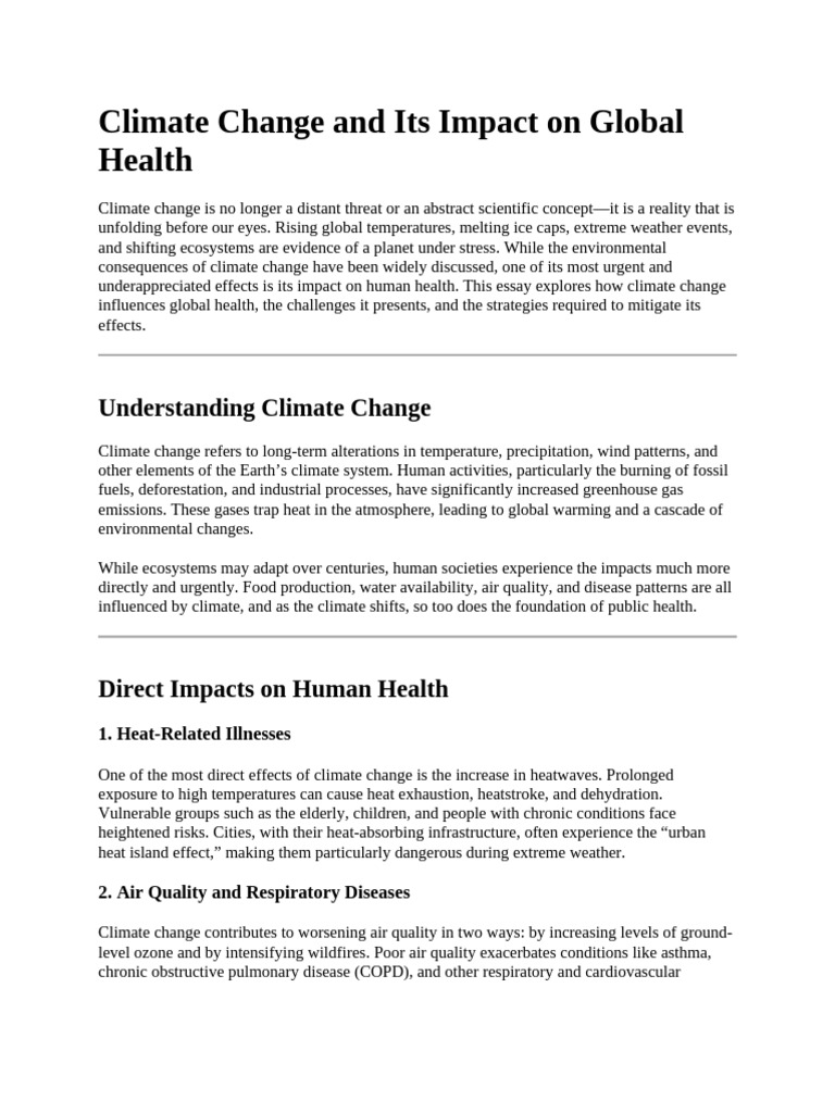 Climate Change's Impact on Global Health | PDF | Climate Change | Air ...