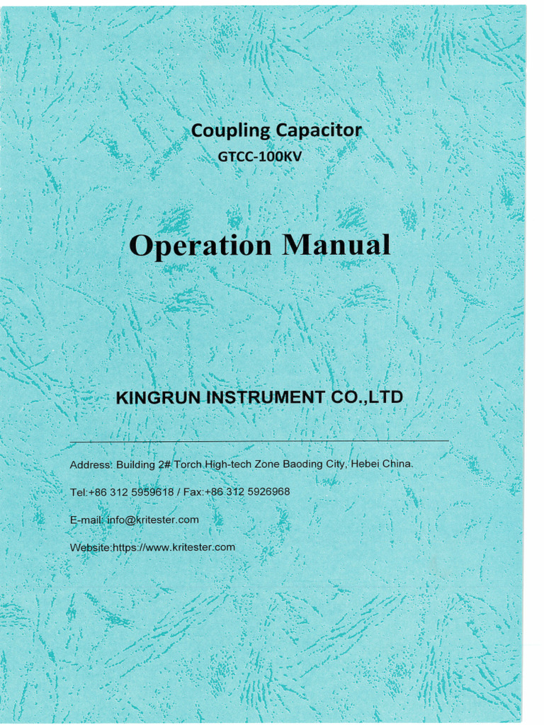 Coupling Capacitor, GTCC-100kV Manual | PDF